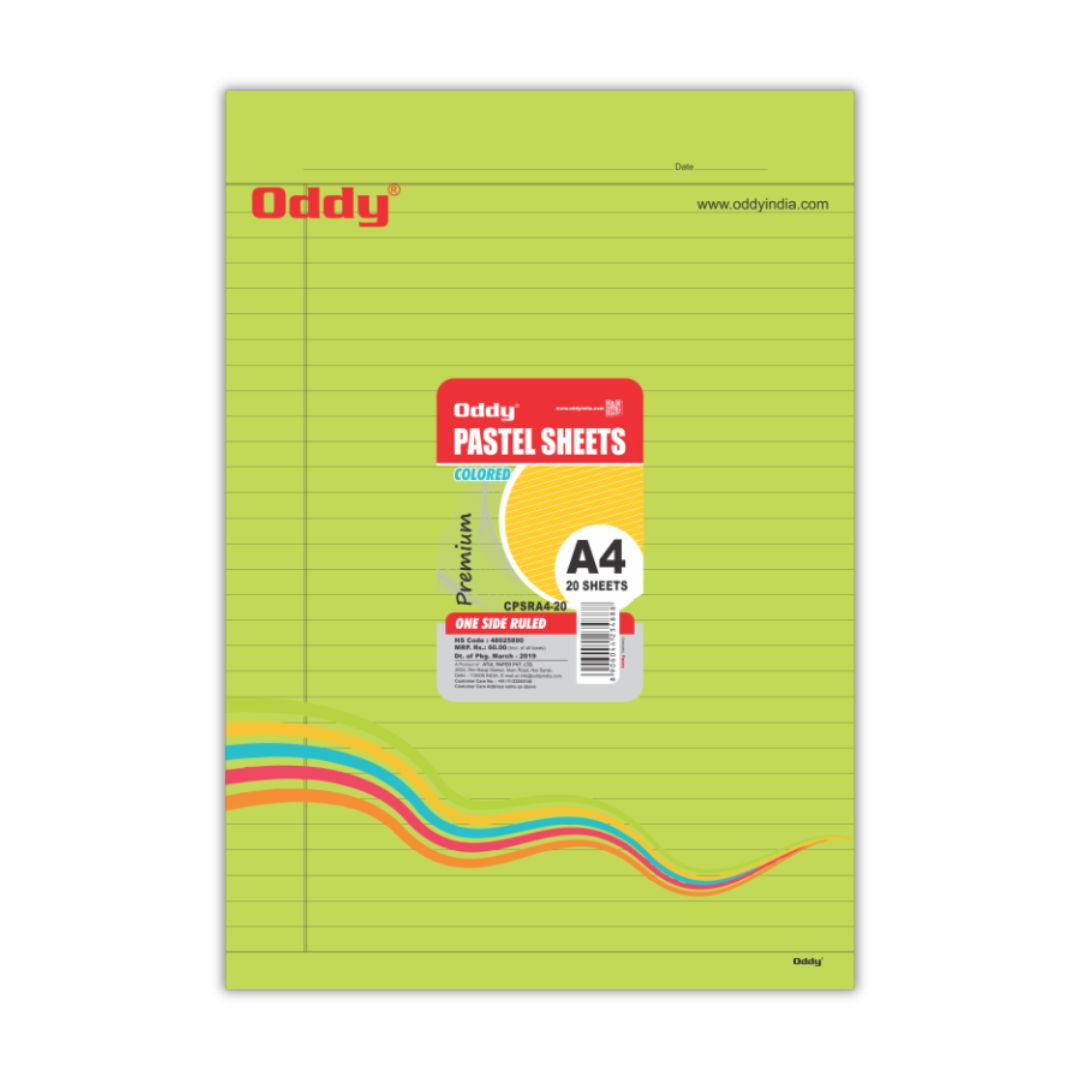 Oddy Dyed A4 Pastel Color Sheets – 20 Sheets One Side Ruled – Aamantran ...